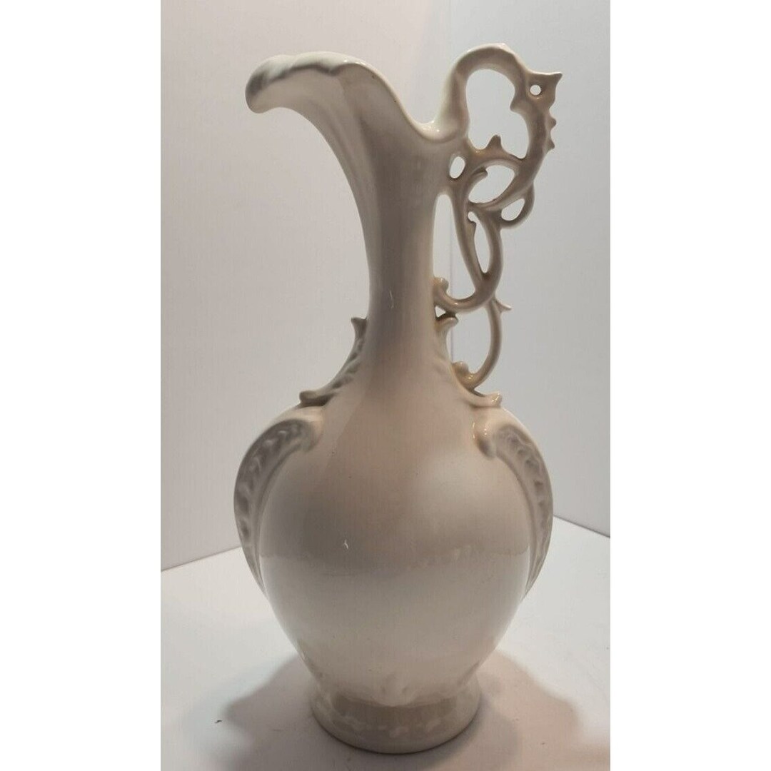 Vtg 1970's Porcelain Openwork Handle Pitcher 13.5" by 8" Signed Betty 9 ...
