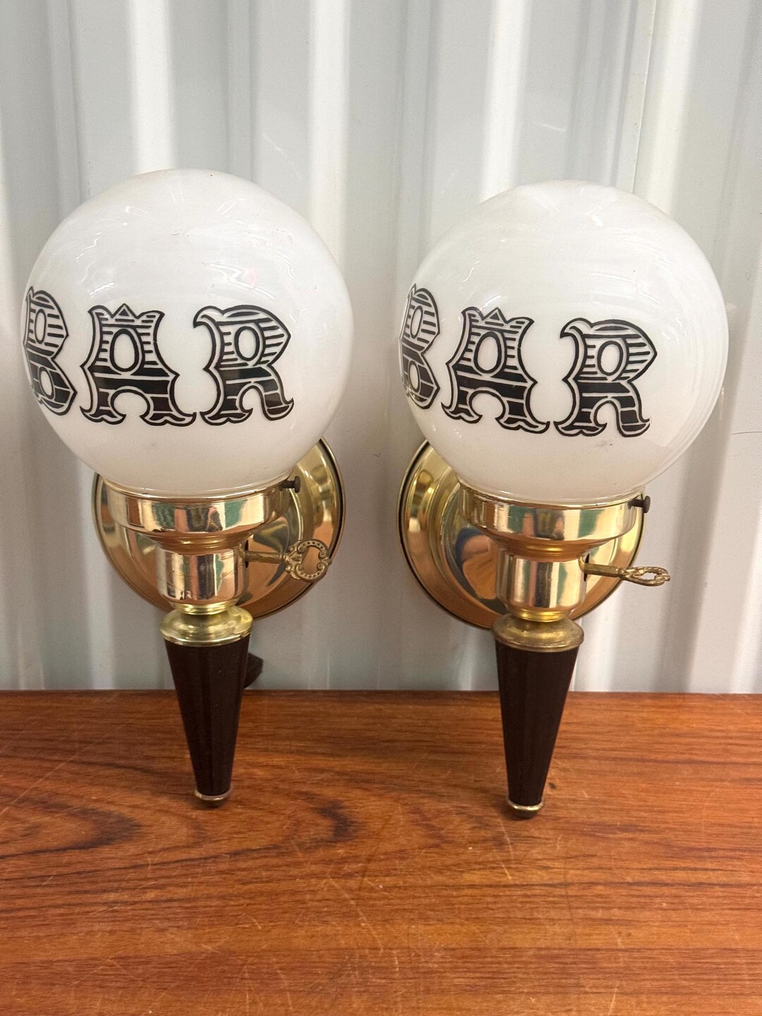 Two Vintage Mid Century Globe Bar Lights - Wall Mounted - Etsy