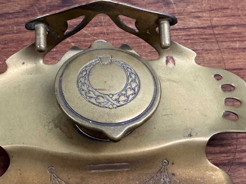 Antique German Engraved Bronze Ink Well Art Nouveau - Etsy