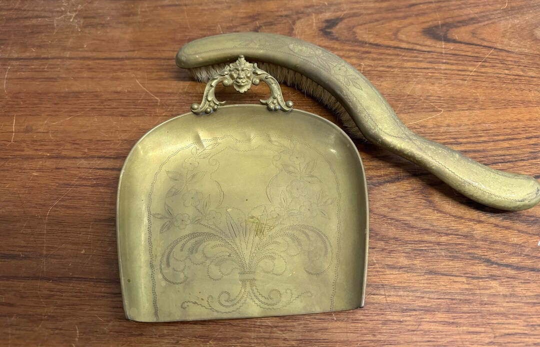 Antique Ornate Brass Table Crumb Sweeper Dustpan and Broom - Etsy