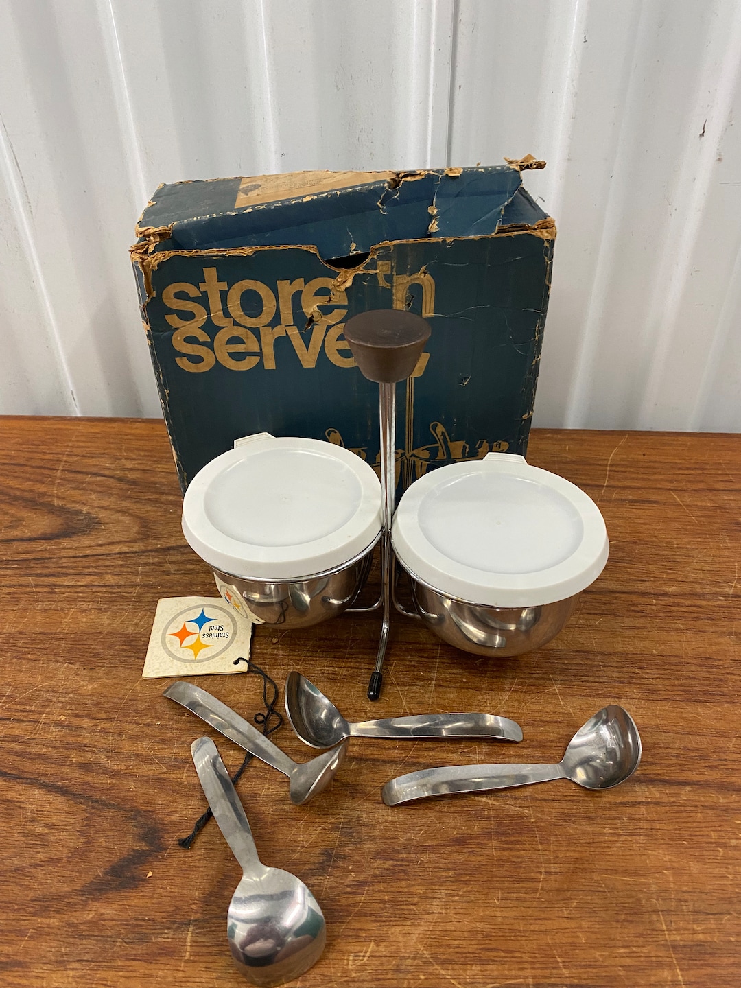 Mid Century Vintage Foley Store N Server Kitchenware Condiment 7 Piece ...
