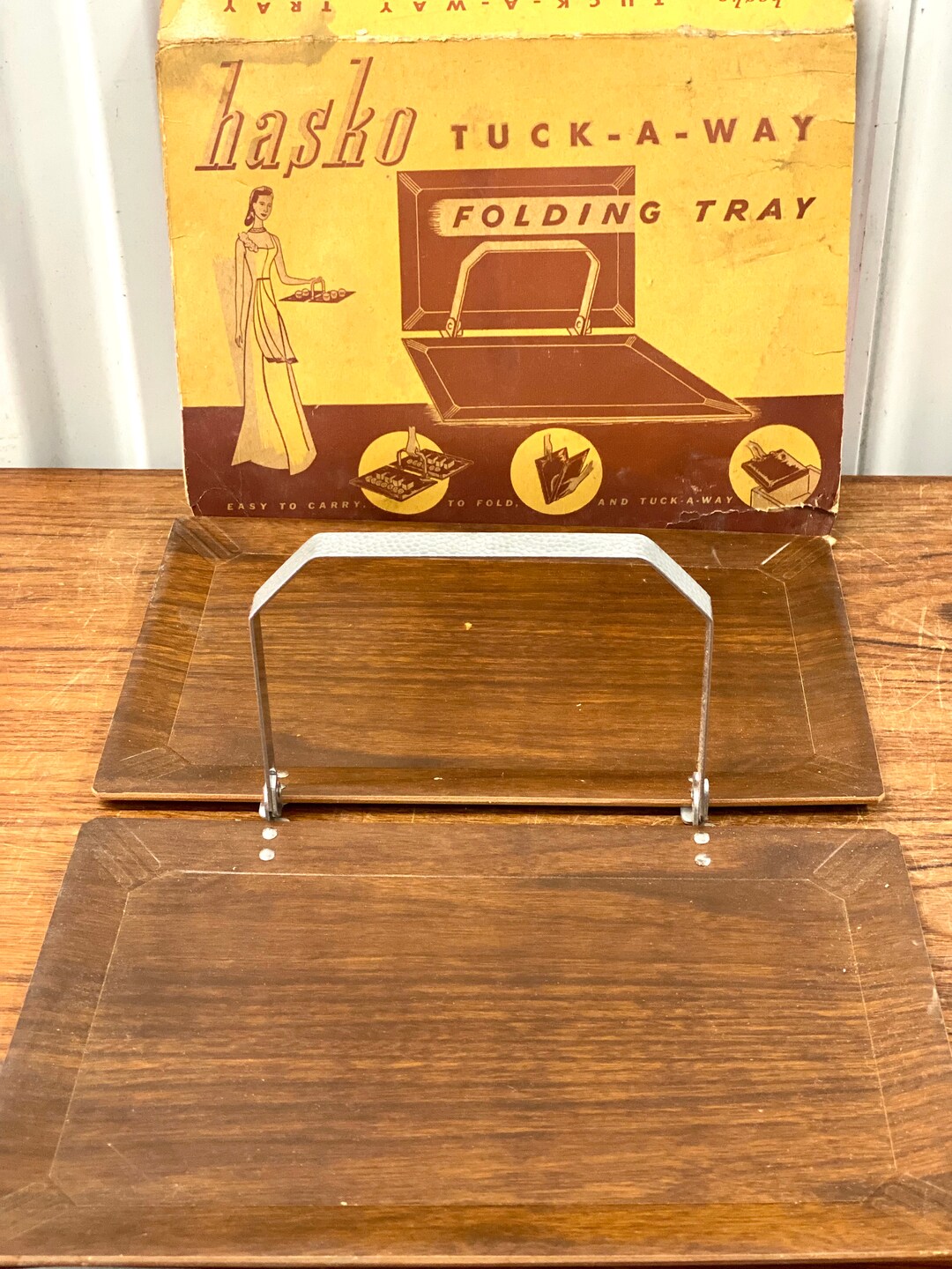 Vintage Mid Century Hasko Tuck Away Folding Tray in Original Box - Etsy
