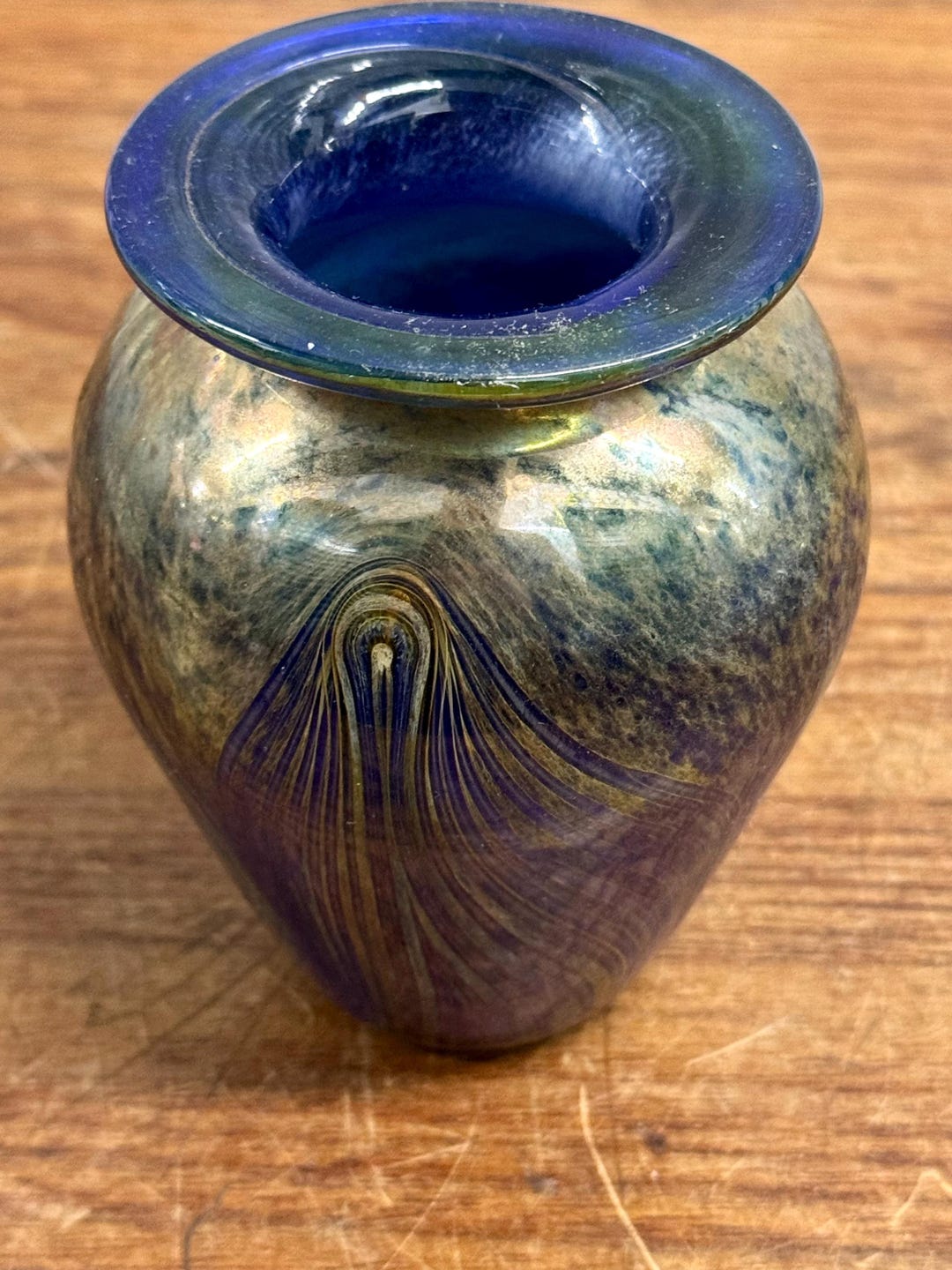 Stephen Fellerman Hand Made Iridescent Studio Art Glass Vase 1989 ...