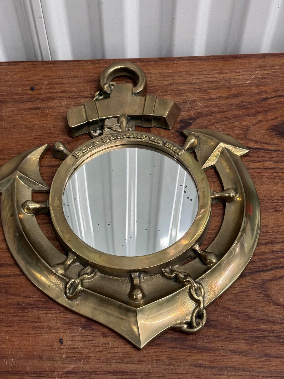 Vintage Brass Nautical Wall Mirror With Anchor Helm Pour L'amour De Moi ...