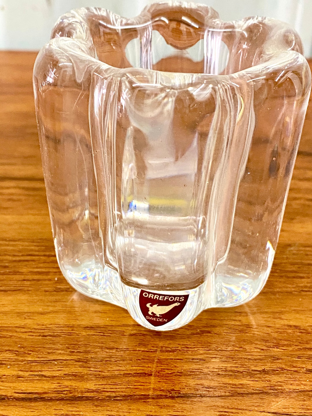 Vintage Mid Century Orrefors Crystal Red Label Candle Holder - Etsy