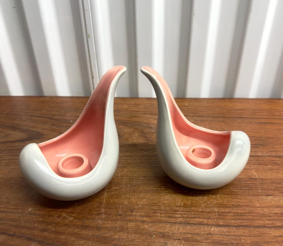 Mid Century Vintage Eva Zeisel for Red Wing Pottery Pink Gray Candle ...