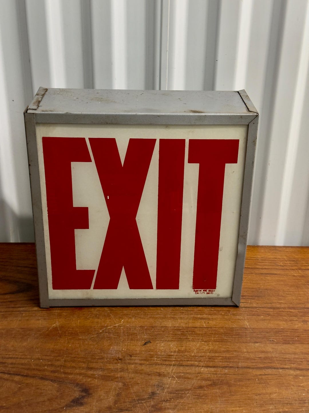 Vintage Lighted Glass Exit Sign Wall Mounted Metal Box - Etsy