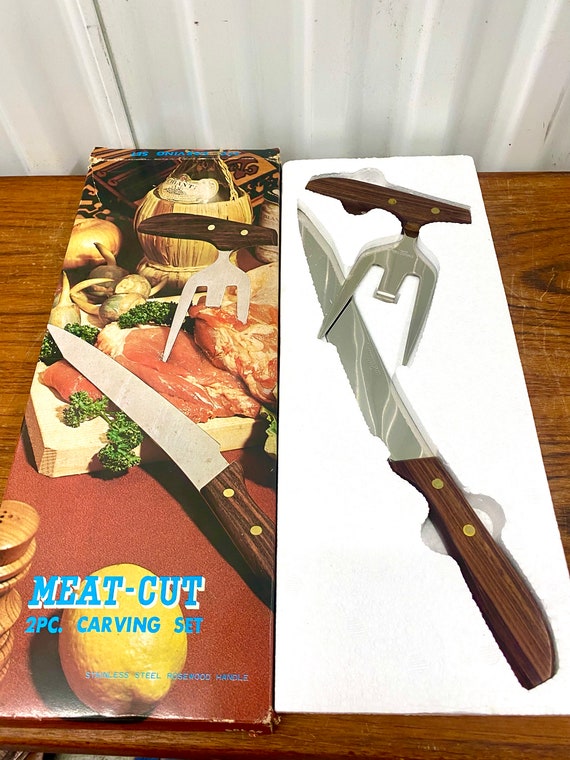 Vintage Mid Century 2 Piece Meat Carving Set W/ Rosewood - Etsy