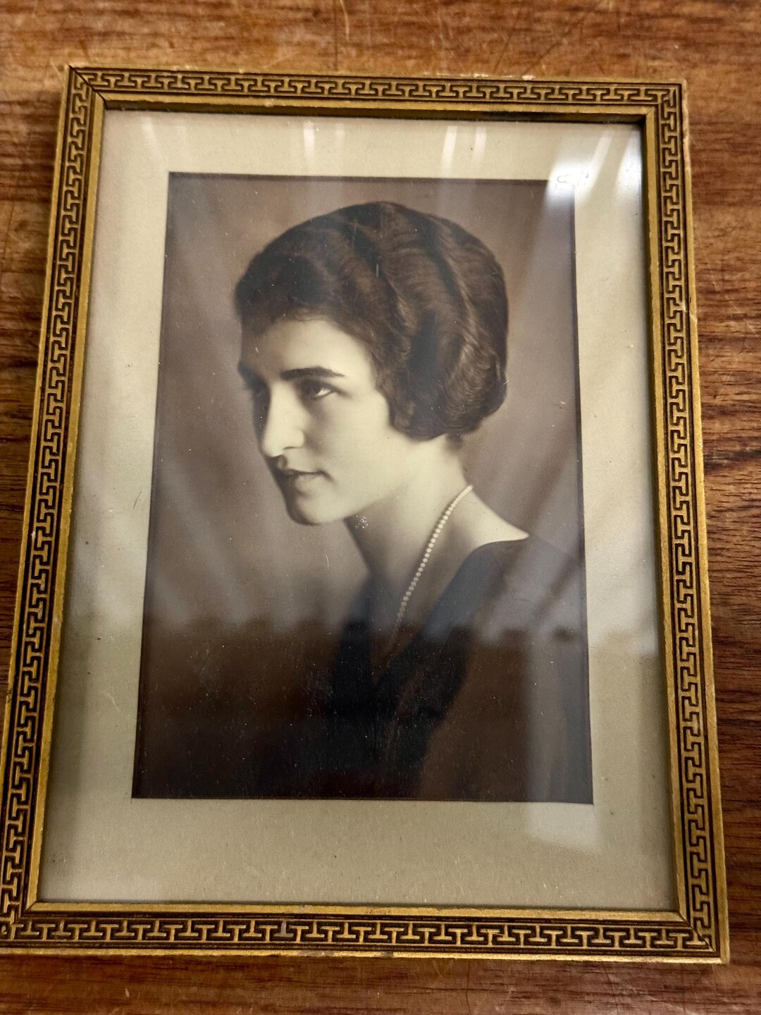 Antique 1920s Flapper Woman Photo in Gold Metal Antique Frame 7" X 5.5 ...