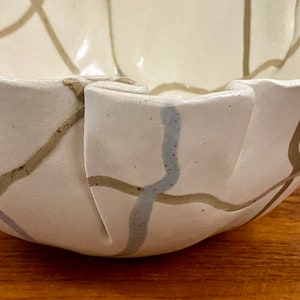 Vintage 1980s Barabra Demery Art Studio Pottery Bowl Folded Rim Signed ...