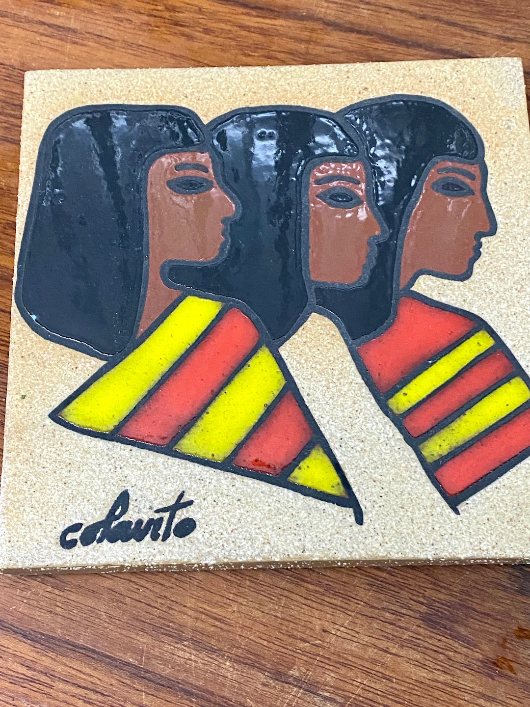 Vintage Rose Ann Colavito Hand Painted Tile From Gargoyles West ...