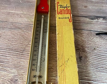 Vintage Mid-century Taylor Candy and Jelly Thermometer, Green Wood ...