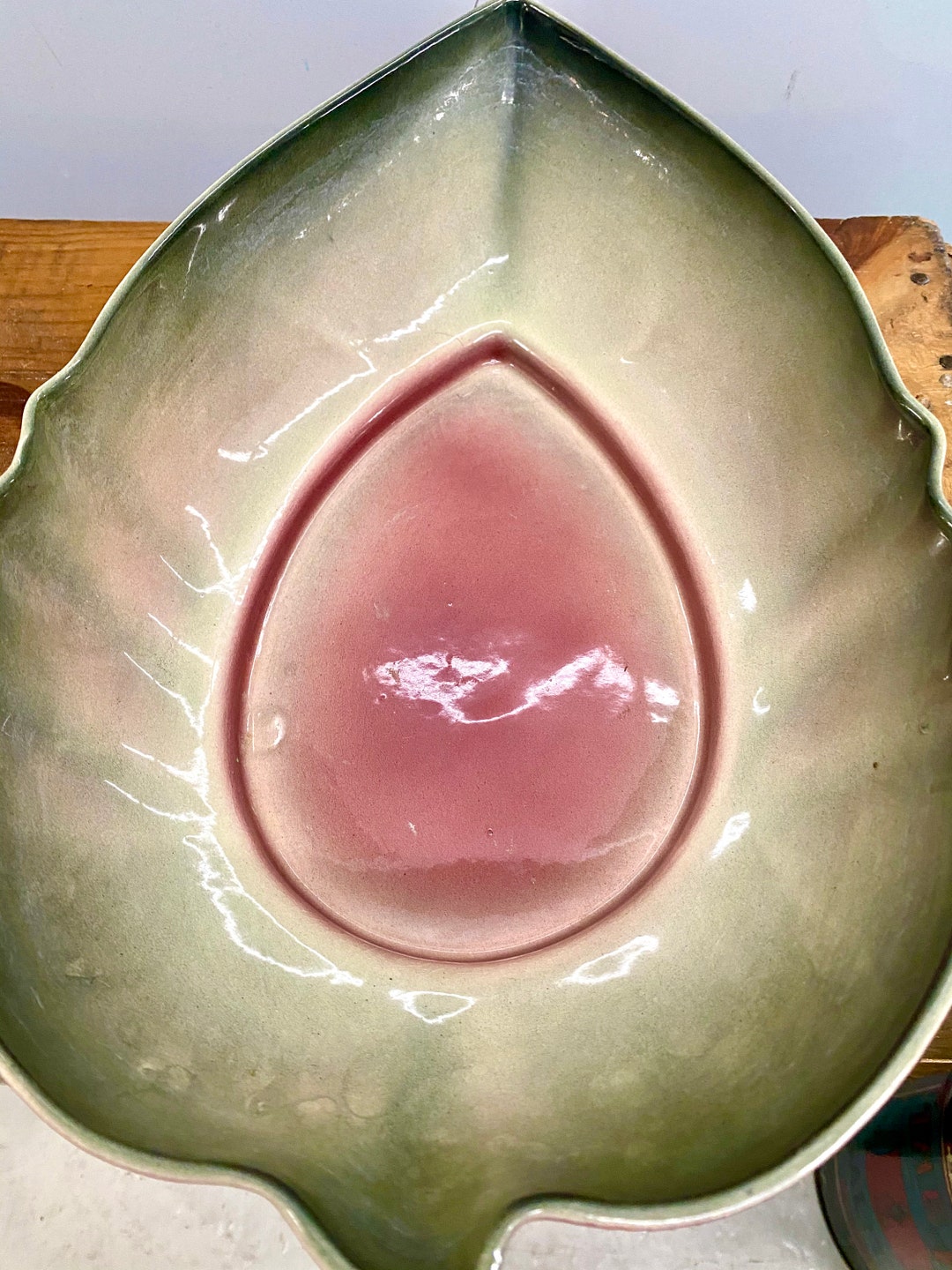 Vintage Mid Century Los Angeles Pottery Leaf Shaped Serving Platter ...