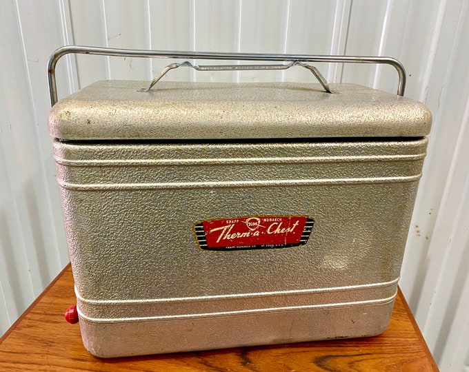 Vintage 50s KNAPP MONARCH Therma-a-chest Ice Cooler Box Silver Aluminum ...