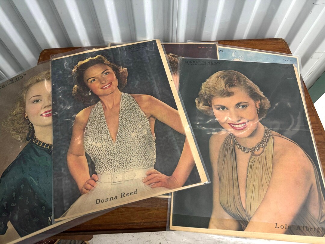 Set of 5 Vtg 1950s Sunday News Color Magazines Heston Lamour Reed Mayo ...