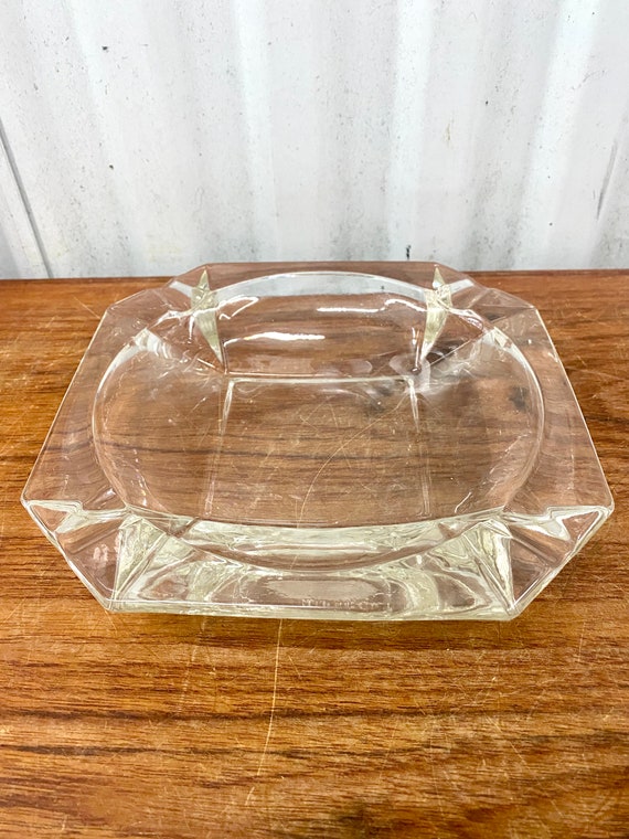 Vintage Mid Century Large Clear Cut Crystal Ashtray - Etsy