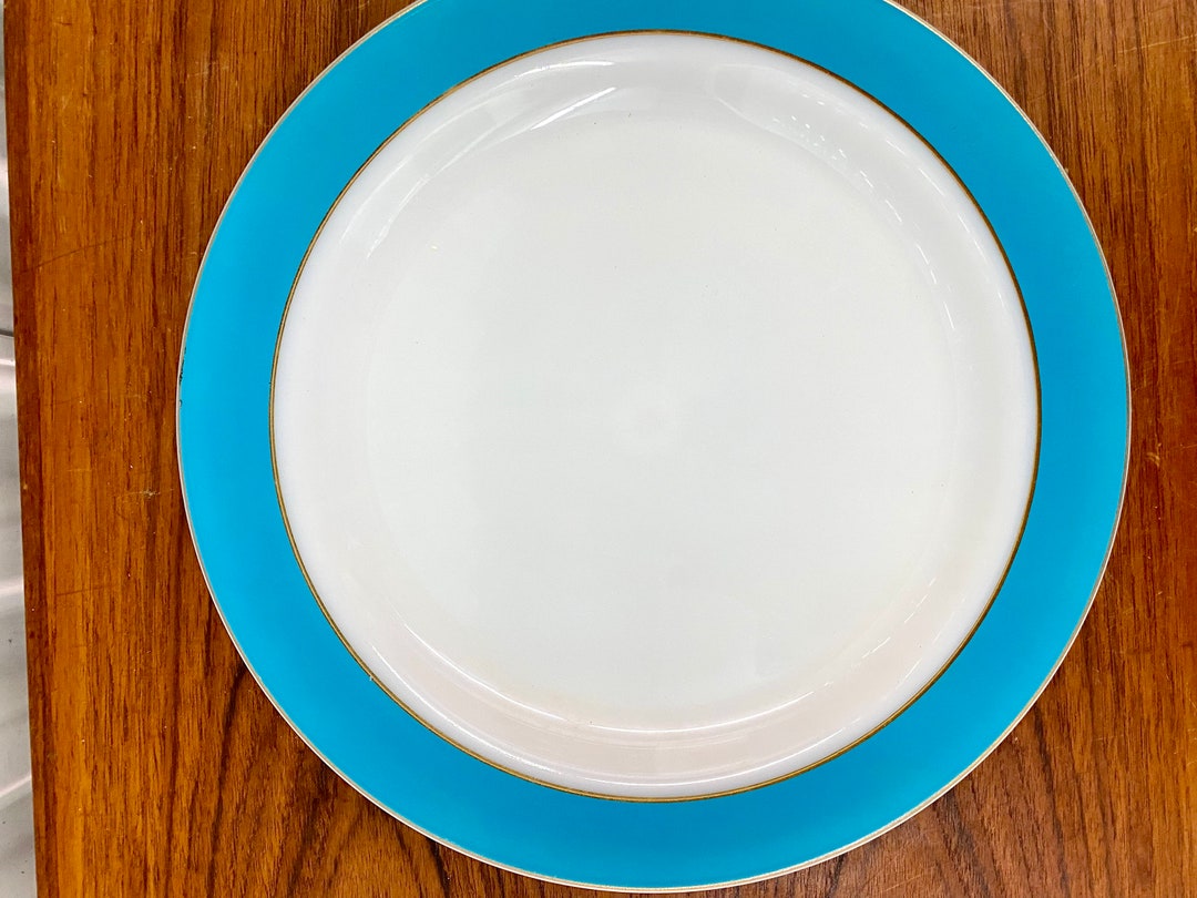 Large Blue Gold Rimmed Pyrex Serving Plate 12 - Etsy