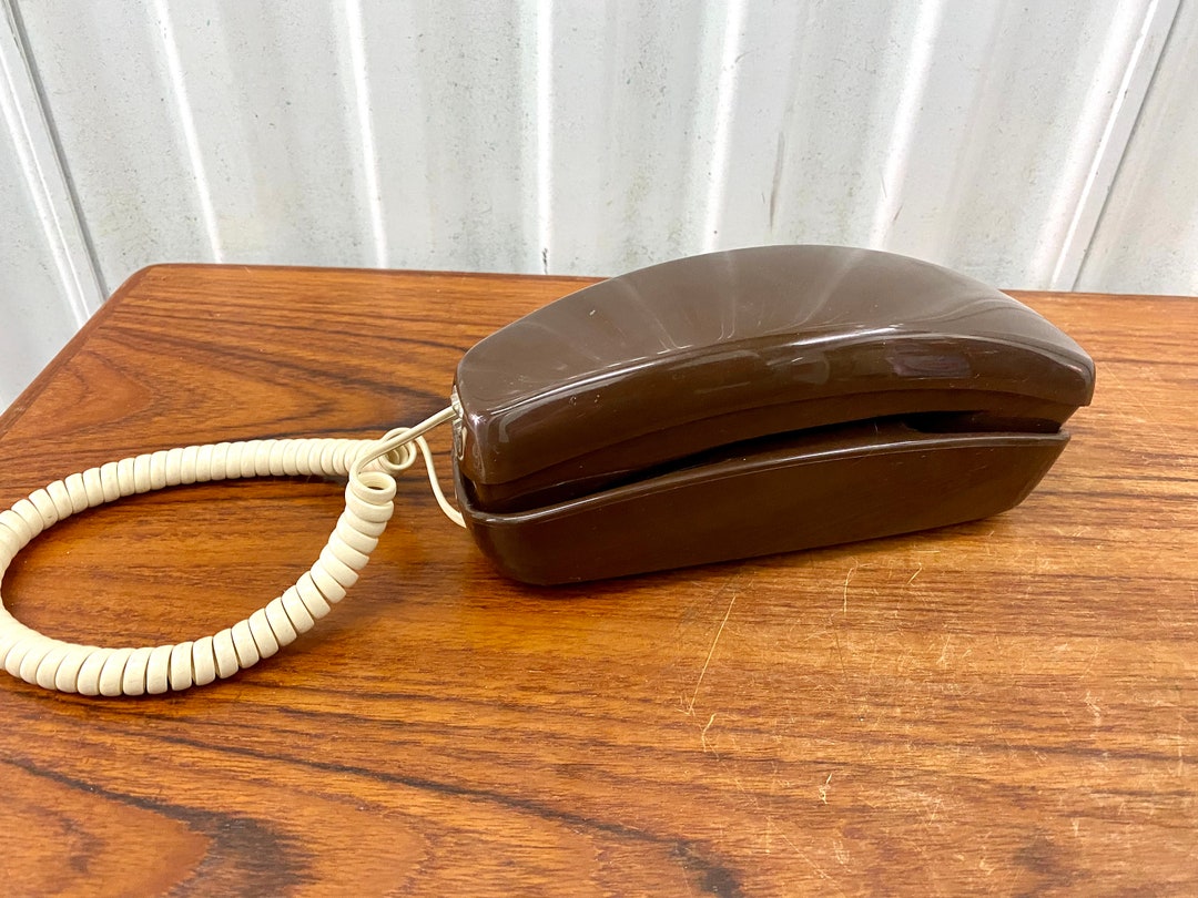 Vintage ITT Slimline Rotary Dial Brown Telephone 20045 MBA 20 M - Etsy