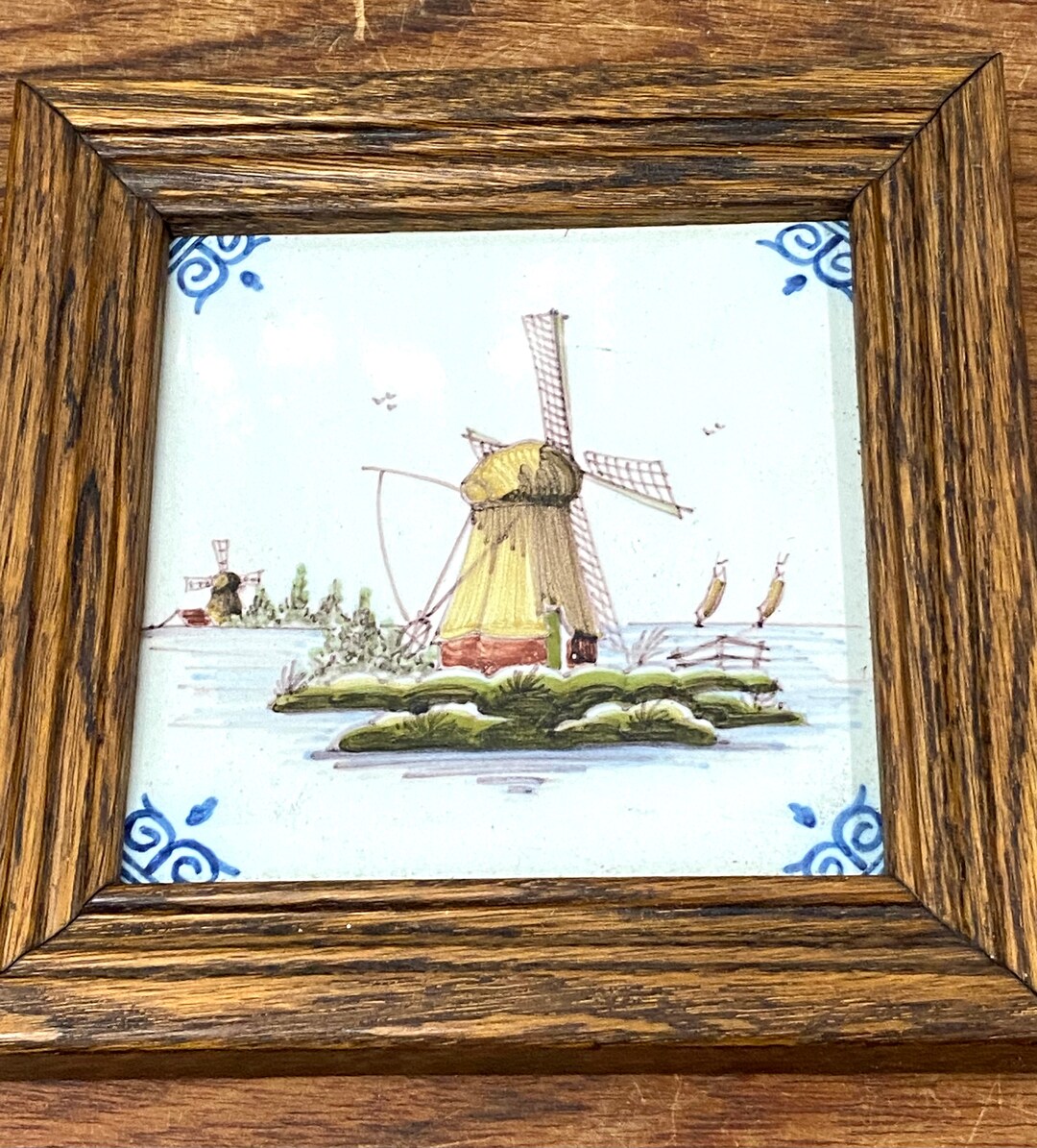 Antique Hand Made Dutch Windmill Tile Makkum Delft Framed in Wood - Etsy