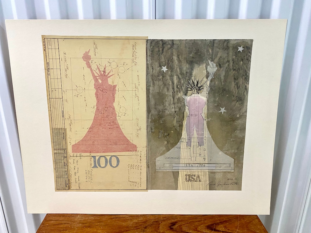 1986 Acrylic Collage by Listed Artist Renee Ritter " Taking Liberties ...