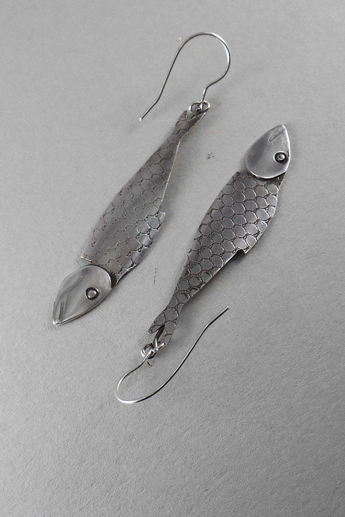 Smoked Fish (mackerel) Earrings - Sterling Silver - Etsy