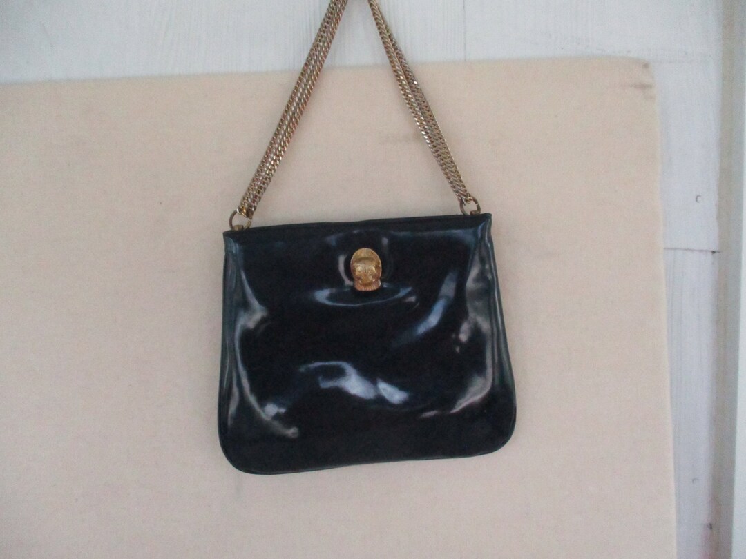 Navy Blue Vintage Hand Bag, Vinyl, Signed Ruth Saltz - Etsy