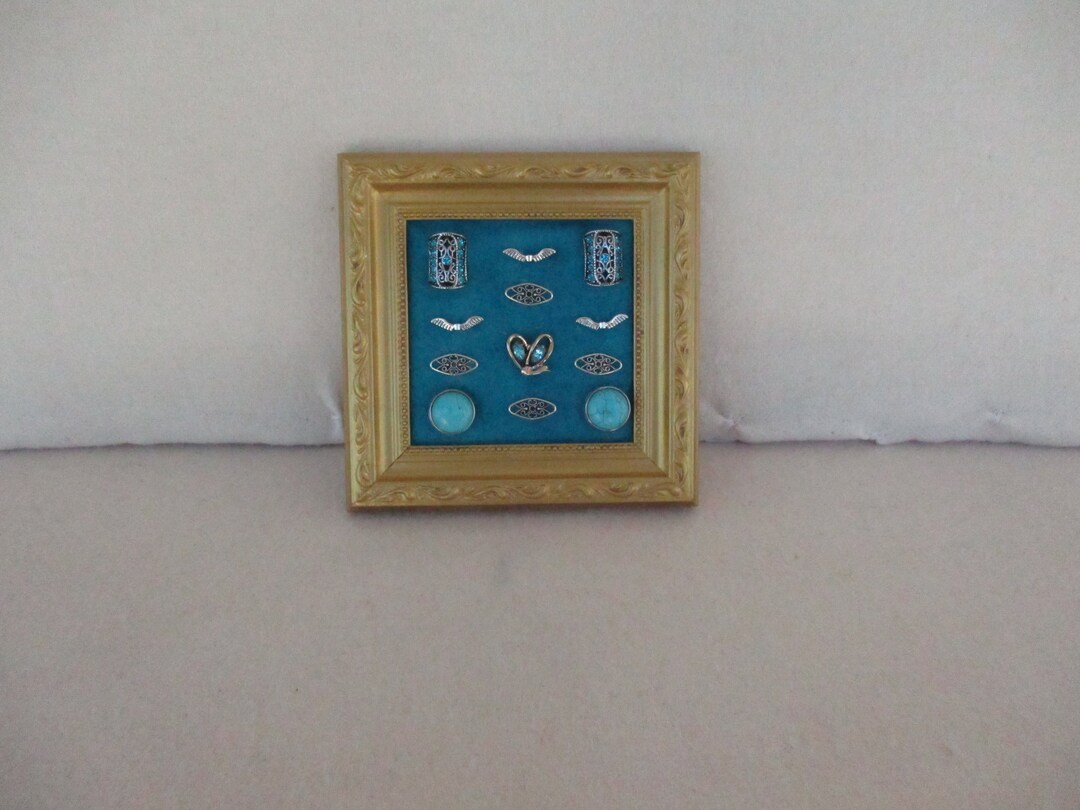 Repurposed Jewelry Art, Made by Artist, Blue Wool and Jewelry - Etsy