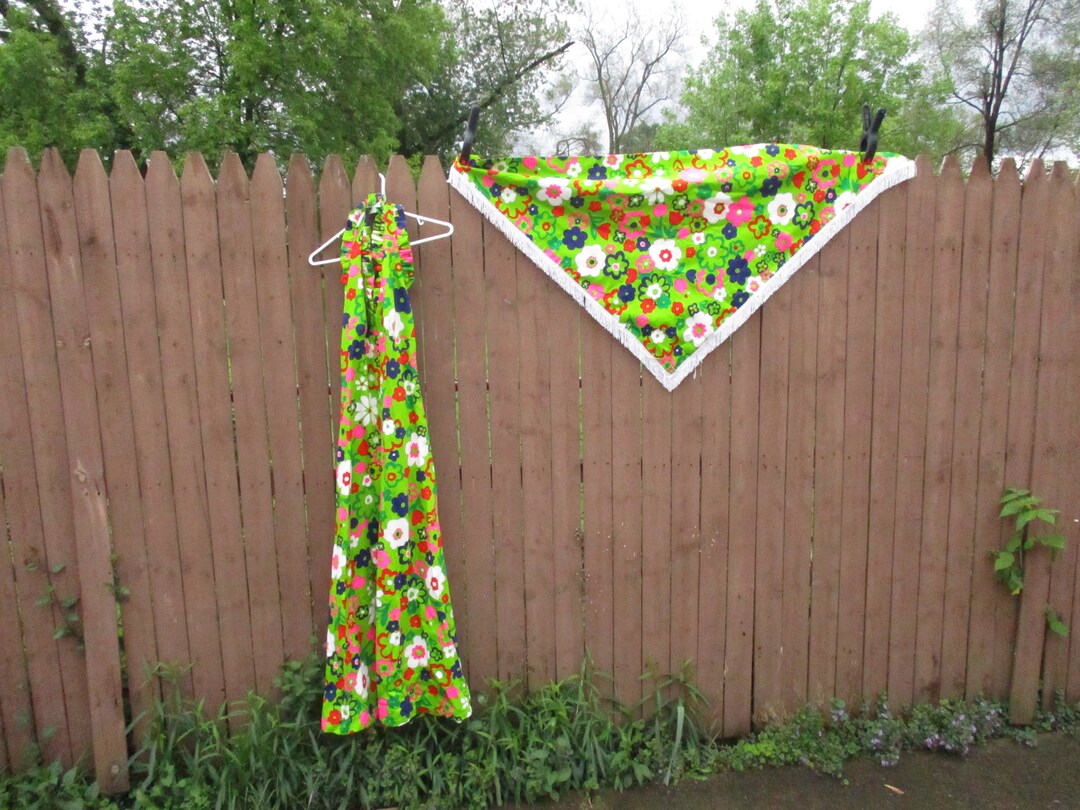 1960's Halter Gown With Shawl, Green, Size Small, Hand Made - Etsy