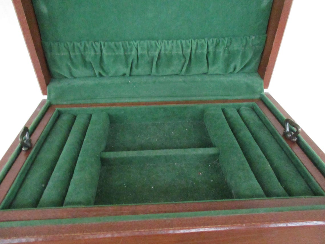 Old Antique Wooden Jewelry Box, With Drawer, Brown Wood - Etsy