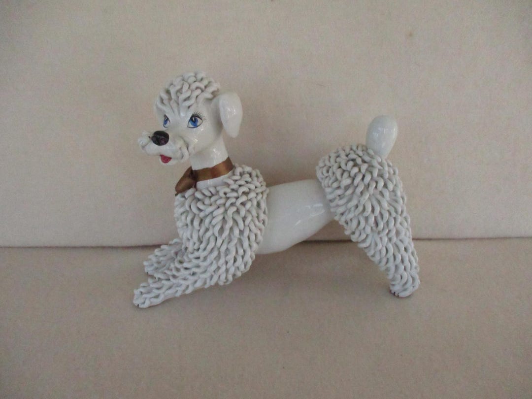 Poodle Statue With Curley Hair, Marked Italy - Etsy