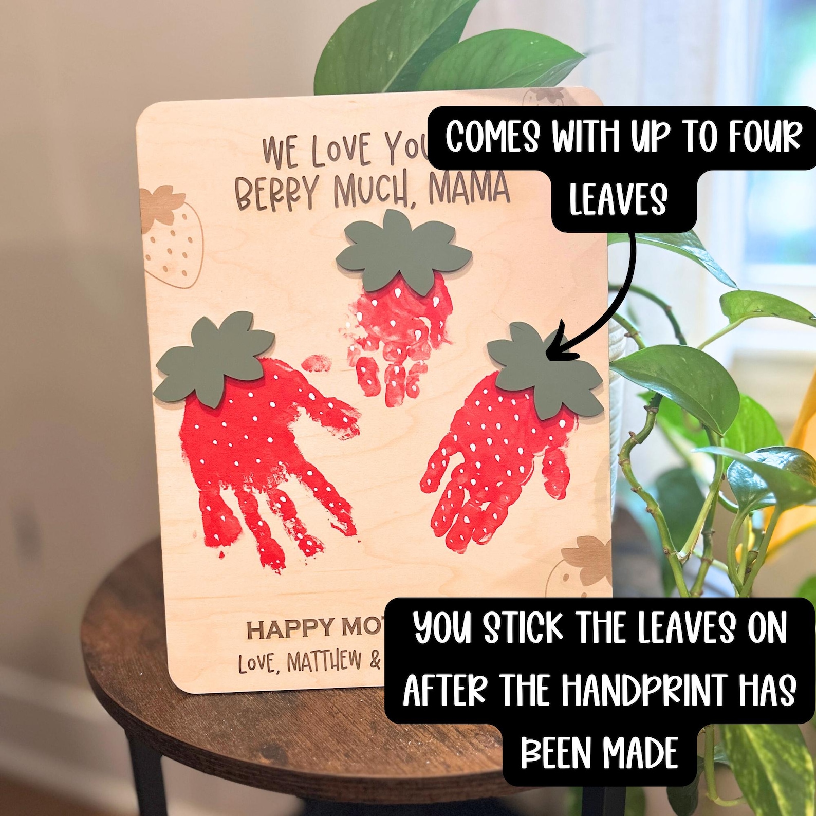 Strawberry Handprint Sign, Mother's Day, Grandparents Gift, I Love You ...