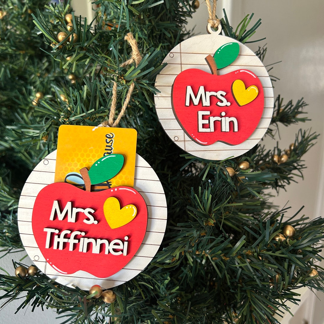 Apple Paper Teacher Ornament Gift Card, Teacher Gift, Teacher Ornament ...