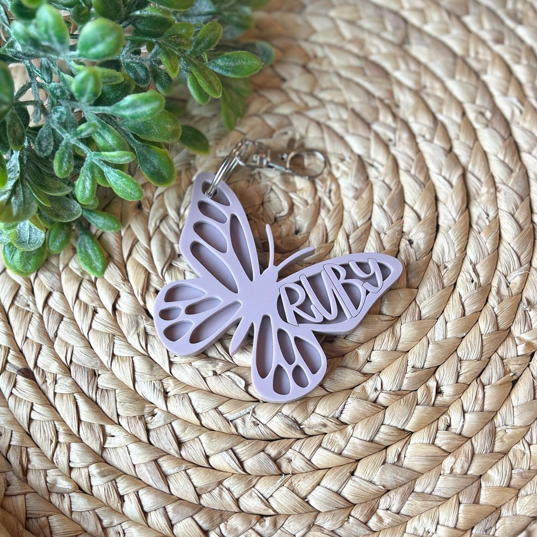 Butterfly Bag Tag, Butterfly Name Keychain, Moth Bag Tag, Custom ...