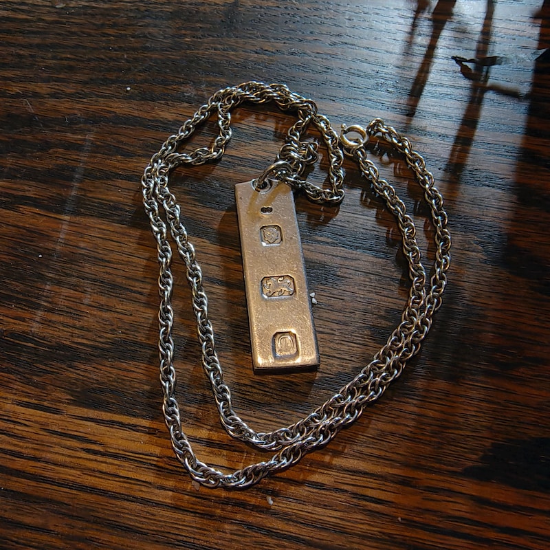 Silver Ingot Necklace - Etsy UK