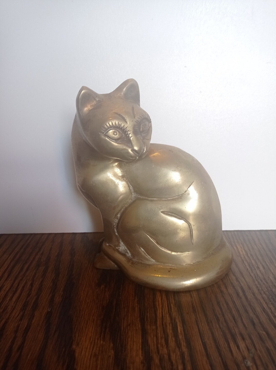 Vintage Cast Brass Cat Figure - Etsy