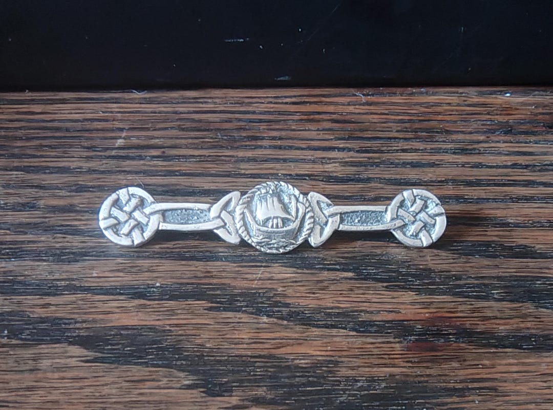 Vintage Sterling Silver Celtic Brooch: Viking Longship Kilt Pin, 1948 ...