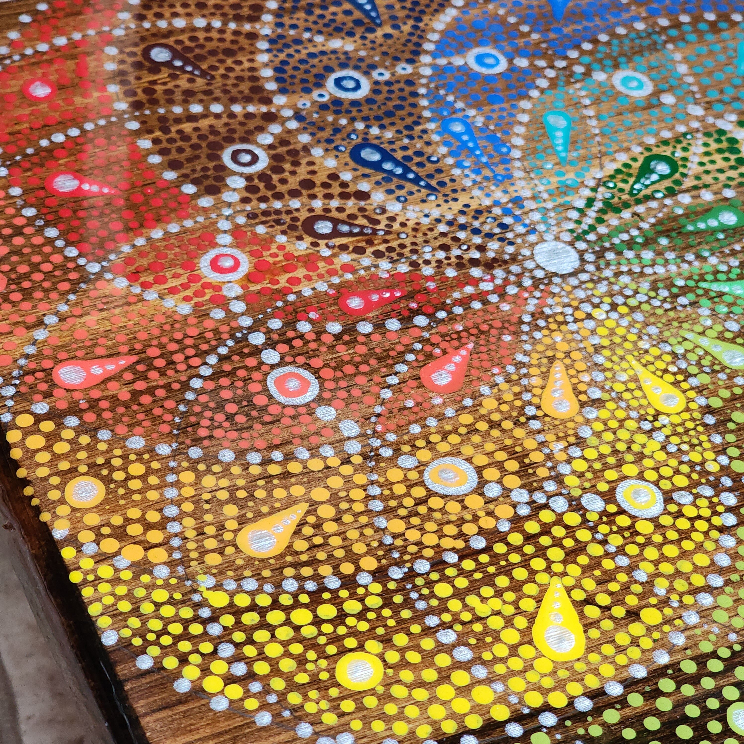 Handpainted Trivit Centerpiece Tray - Rainbow Design - Display Candles ...