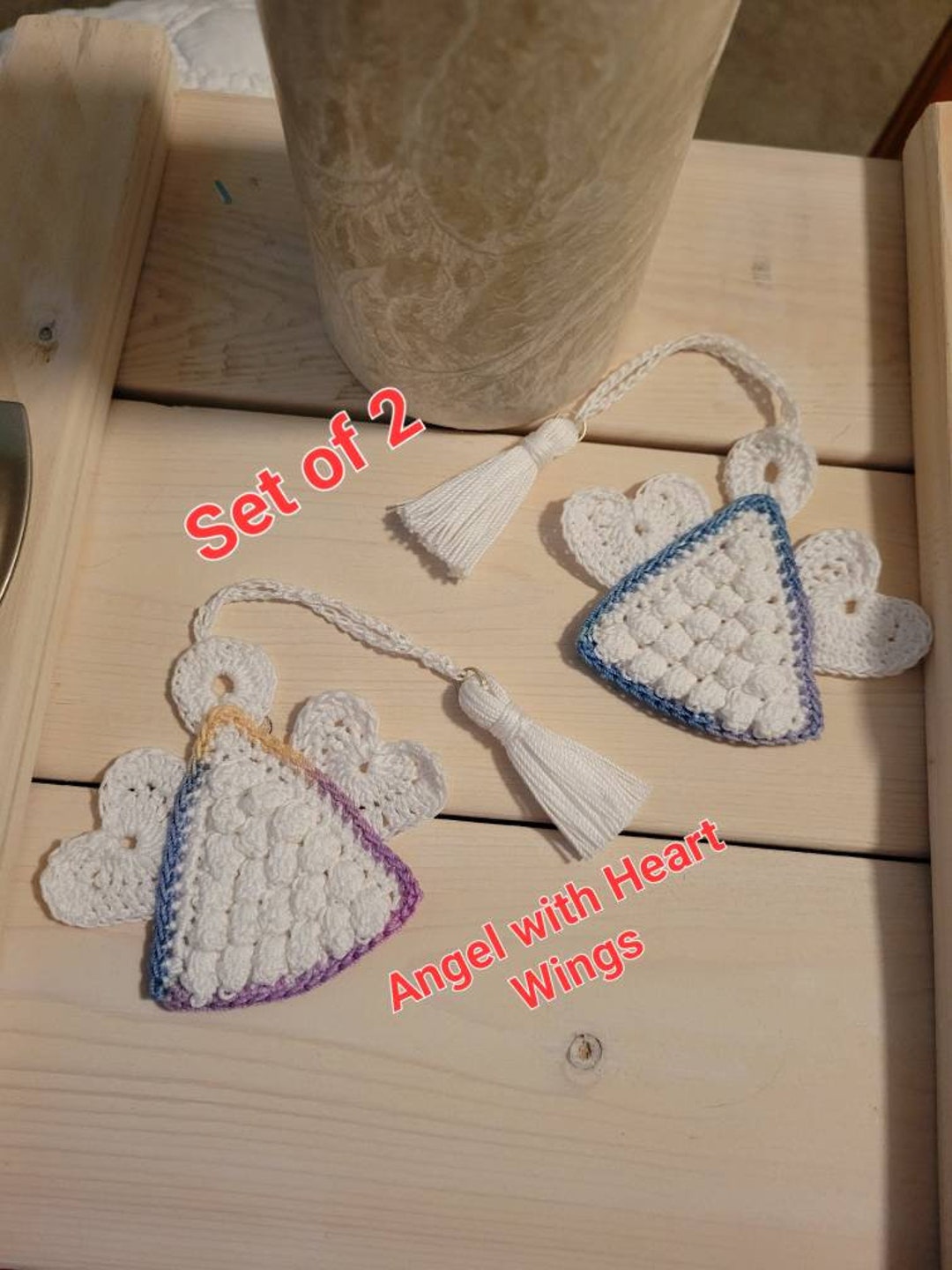 Crocheted Cross Angel Bible Bookmarks With Tassels. Handmade. Ready to ...