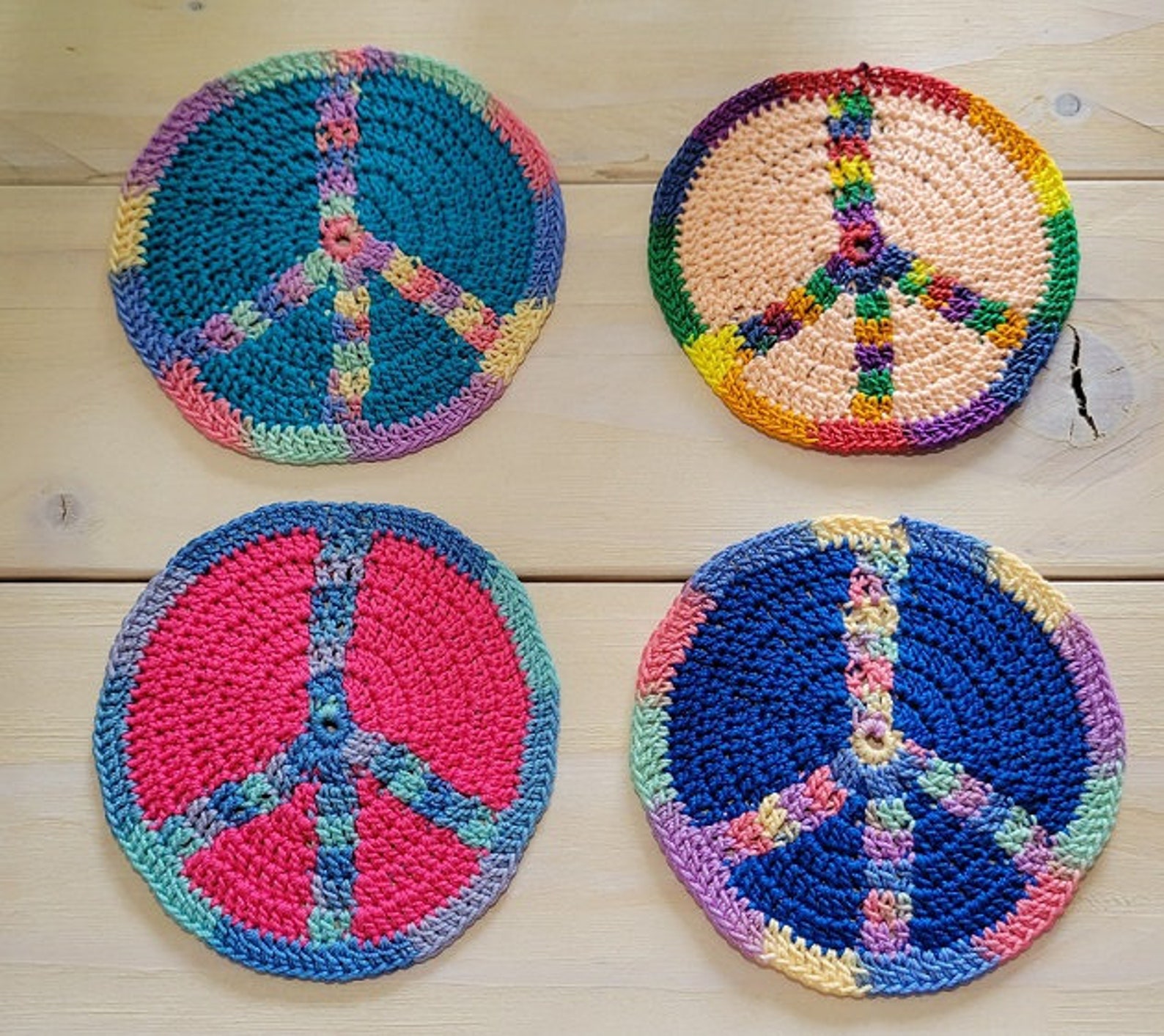 Peace Sign Coaster Thread Crocheted Pdf Pattern - Etsy