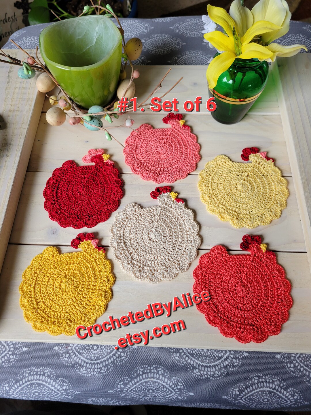 Chicken Coaster Pdf Pattern Thread Crocheted - Etsy
