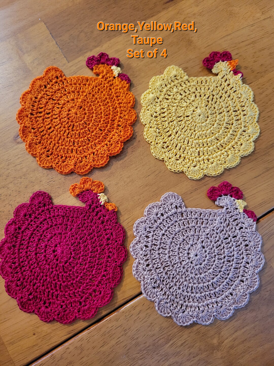 Chicken Coasters. Crochet Thread Delicate and Light Weight Ready to ...