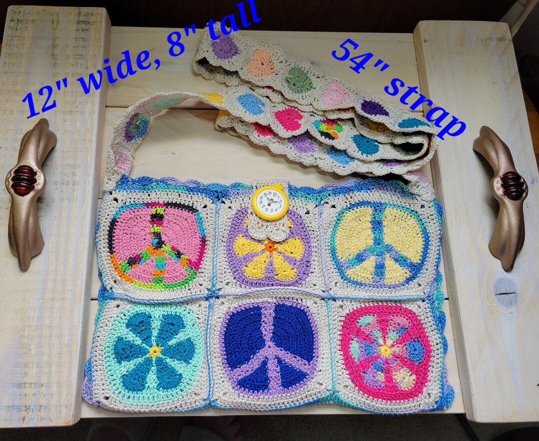 Crossbody Purse Peace Sign Hippie Flower Peace & Love Hippie Hand ...