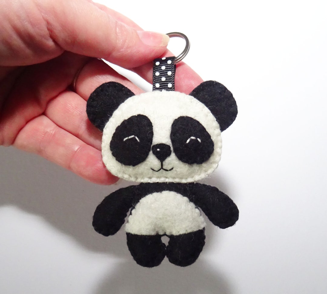 Panda Keychain, Wool Felt Panda Keychain, Keyring, Plush Panda, Key ...