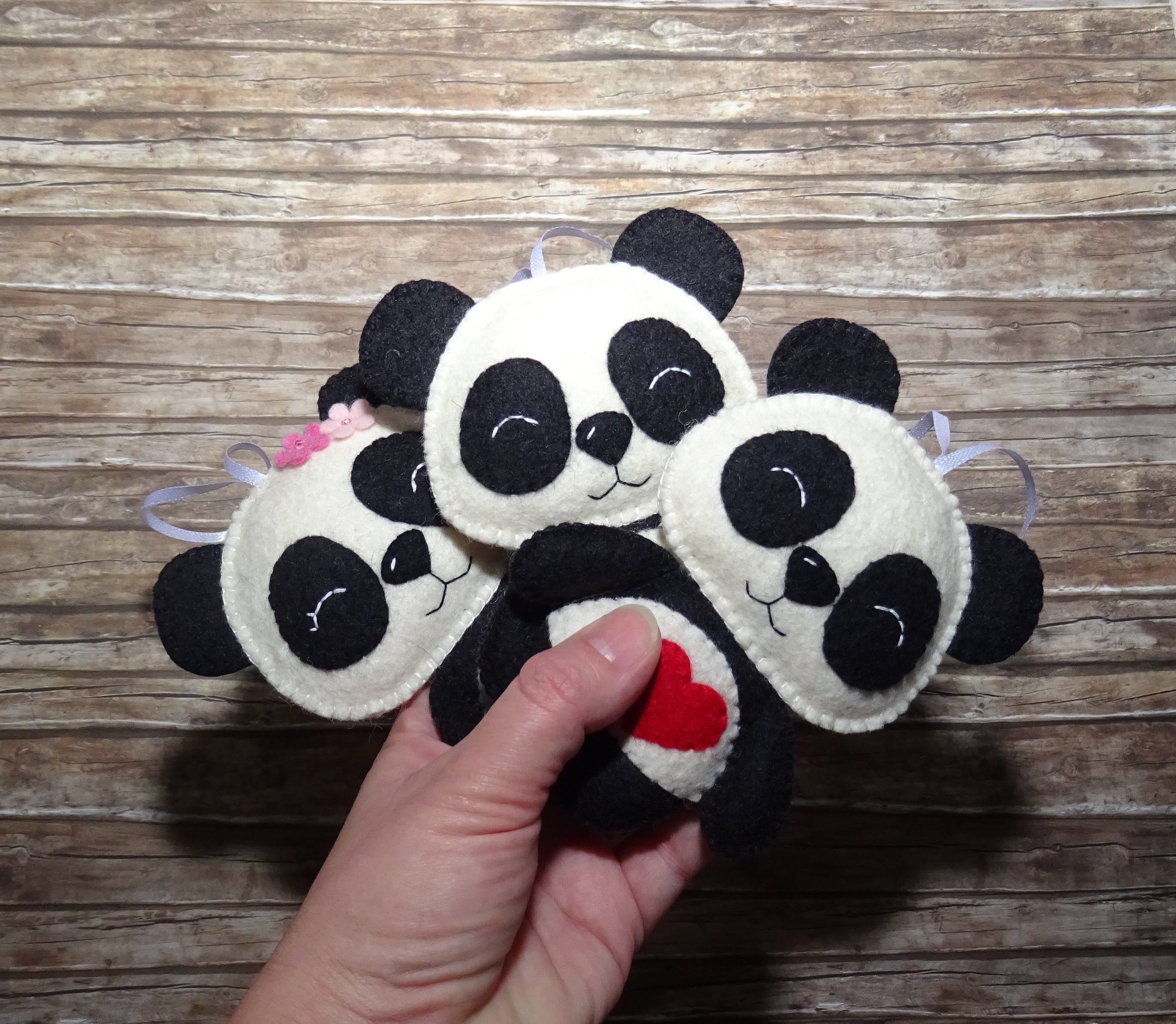Panda Ornament, Wool Felt Panda, Panda Bear, Woodland Animal, Kidsroom ...