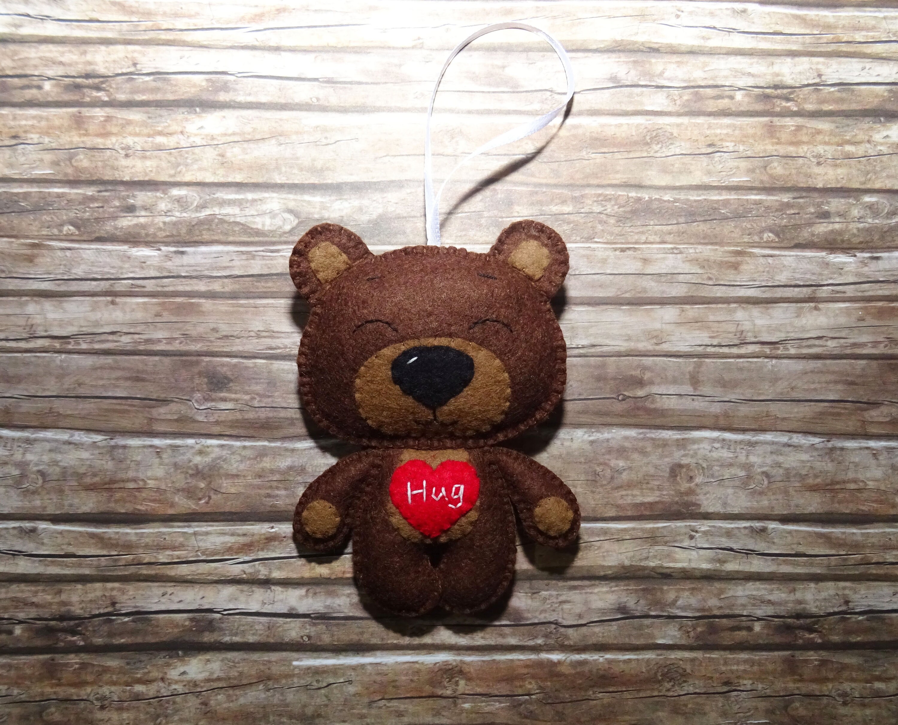 Bear Ornament Wool Felt Bear Brown Bear Personalized With - Etsy