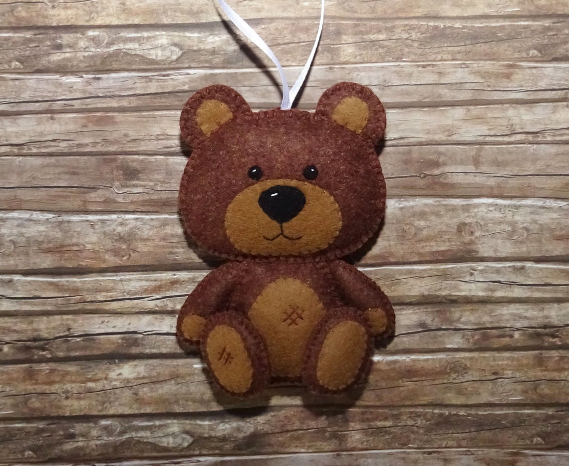 Bear Ornament Wool Felt Brown Bear Ornament Felt Bear - Etsy