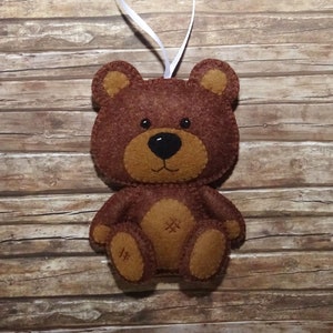 Bear Ornament Wool Felt Brown Bear Ornament Felt Bear - Etsy