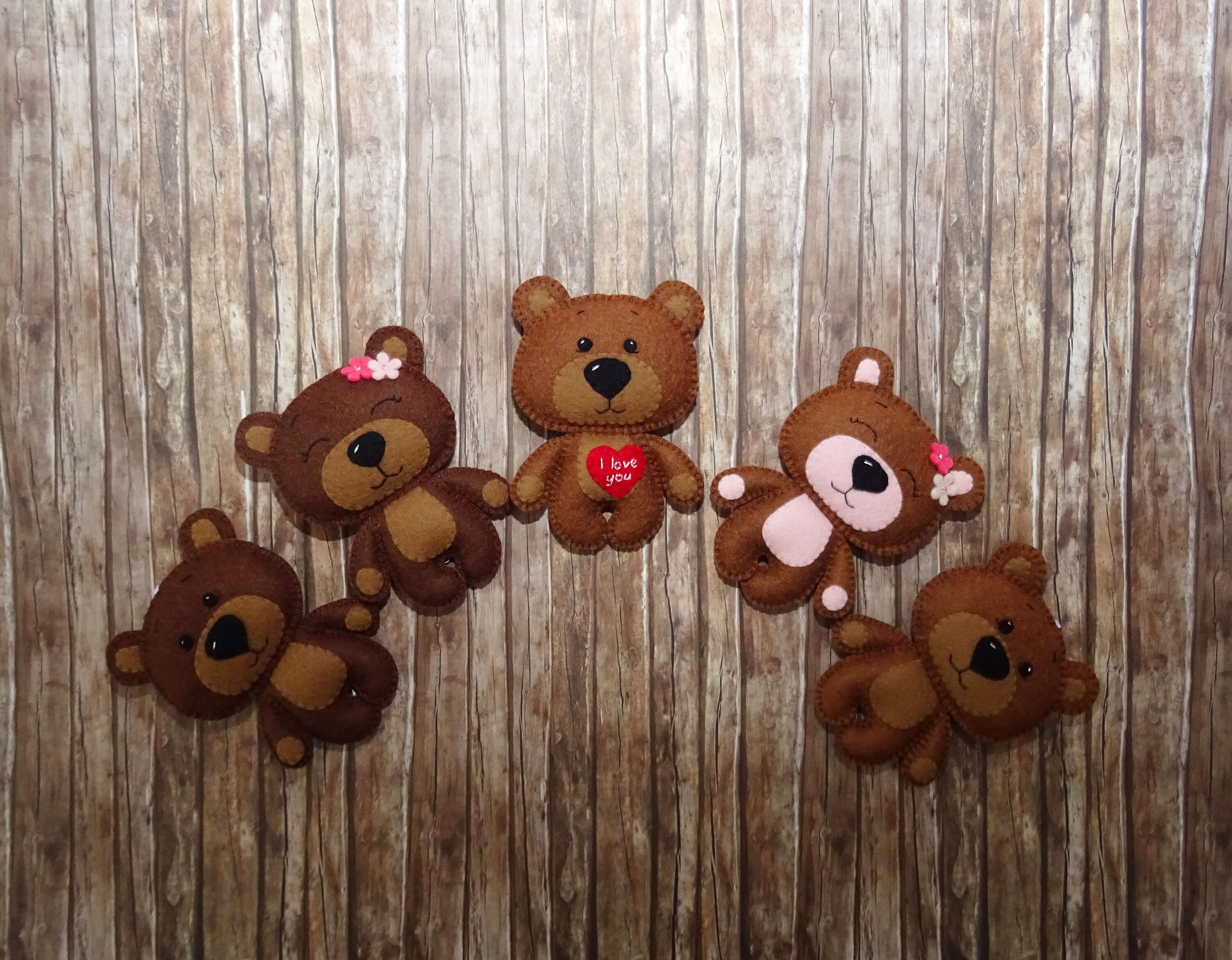 Bear Ornament Wool Felt Bear Brown Bear Personalized With - Etsy