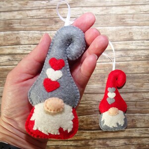Wool Felt Gnomes Ornaments, Set of 2, Gnome With Hearts, Nordic Gnome ...