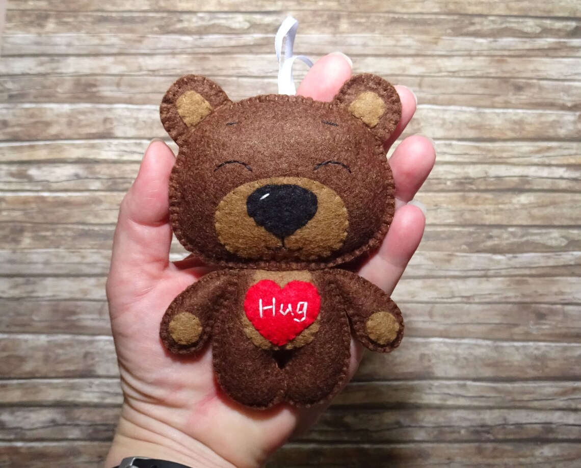 Bear Ornament Wool Felt Bear Brown Bear Personalized With - Etsy